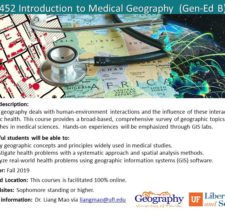 Geo3452 Introduction to Medical Geography Fall 2019 - online - Geography