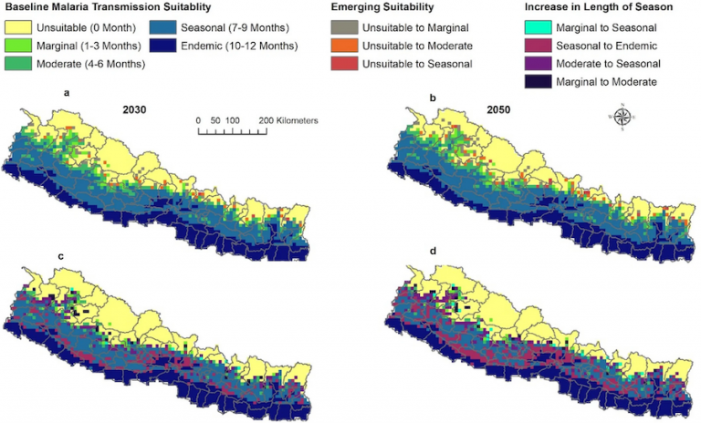 Malaria transmission in Nepal under climate change: anticipated shifts ...